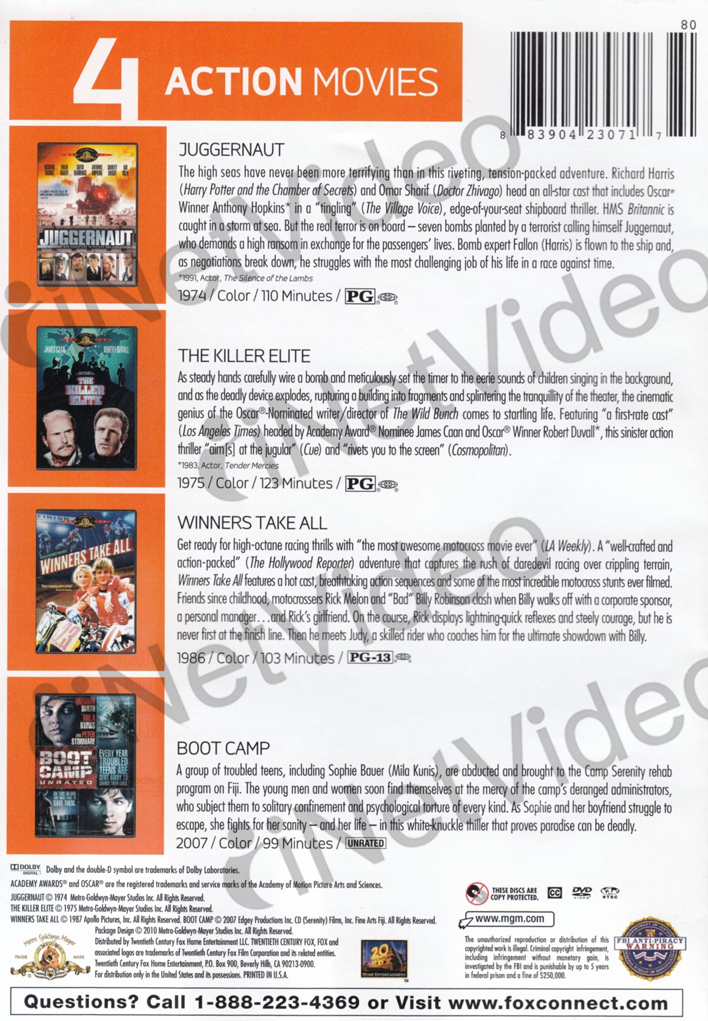 MGM Movie Collection: 4 Action Movies (DVD, 2010, 2-Disc Set) for sale ...