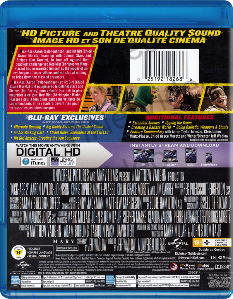 Kick-Ass 2 (Blu-ray/DVD, 2014, 2-Disc Set, Canadian) for sale online | eBay