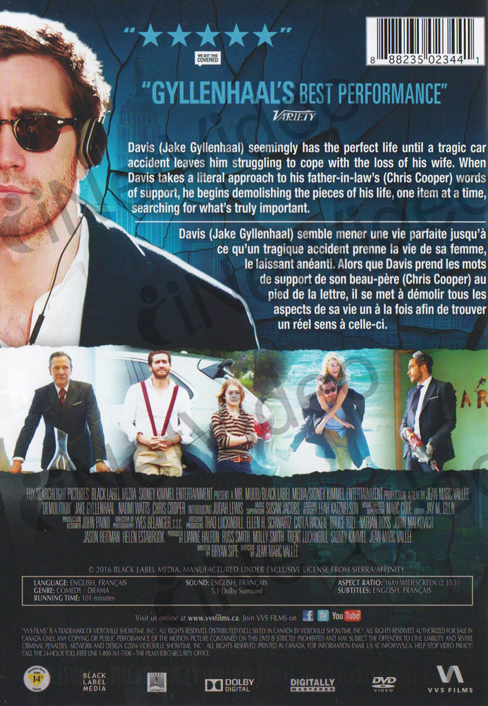 Demolition (dvd 2016) Jake Gyllenhaal Naomi Watts B2g1free for sale ...